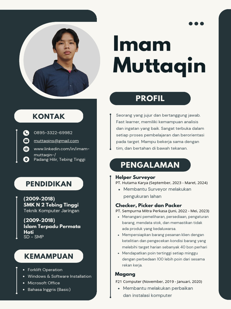 CV Imam Muttaqin | PDF