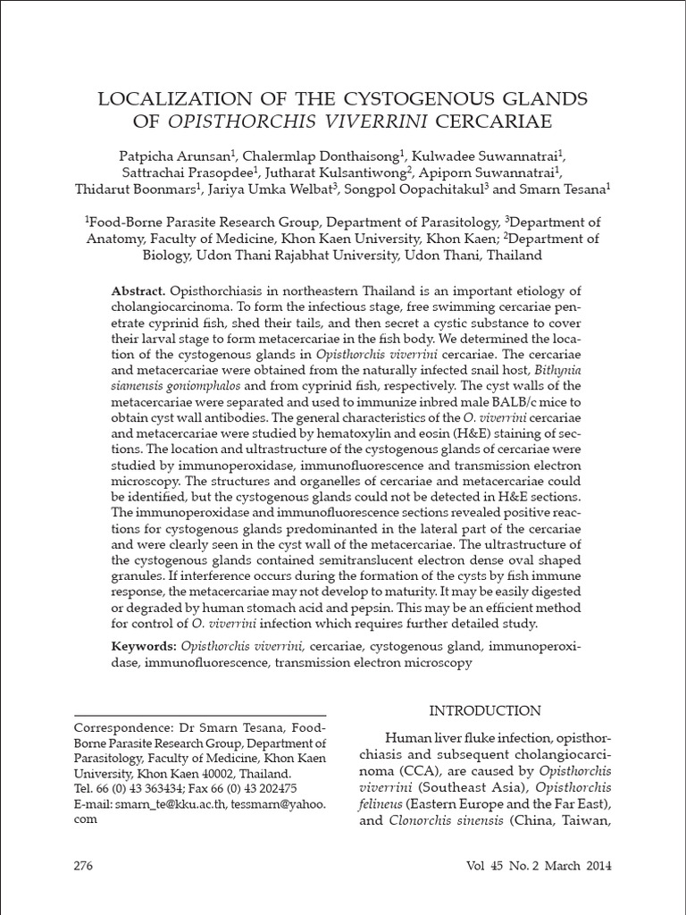 Encystment Dan Cystogenous Gland Di Metacercaria | PDF