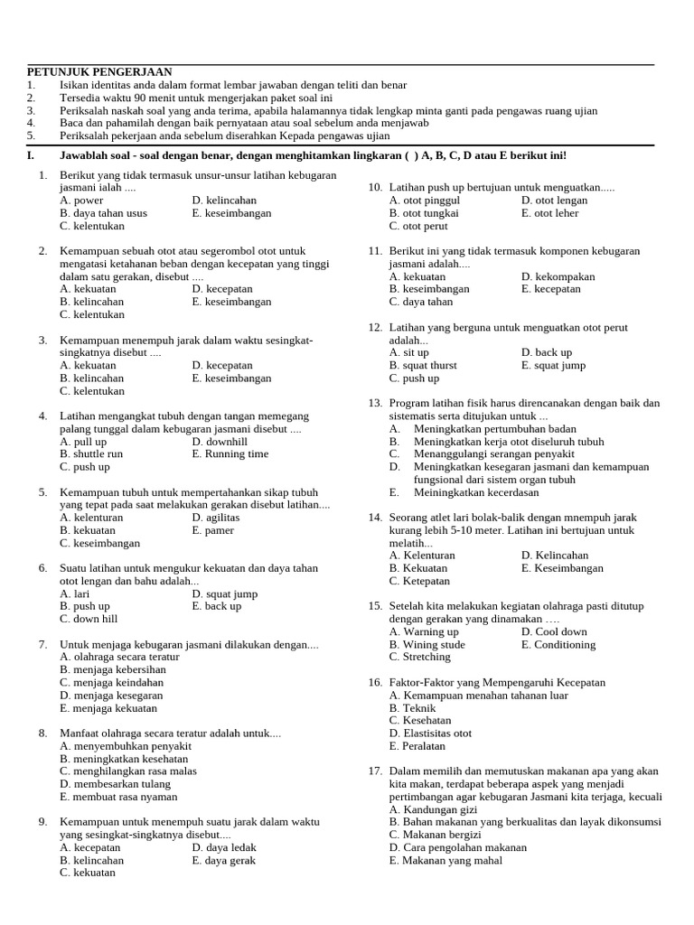 Soal PSAS PJOK KELAS XII | PDF