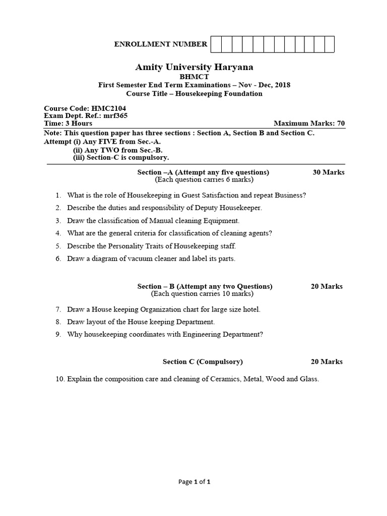 BHMCT-I Housekeeping Foundation_out | PDF