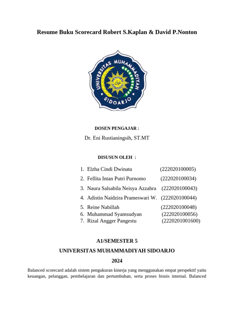 Resume Buku Scorecard | PDF