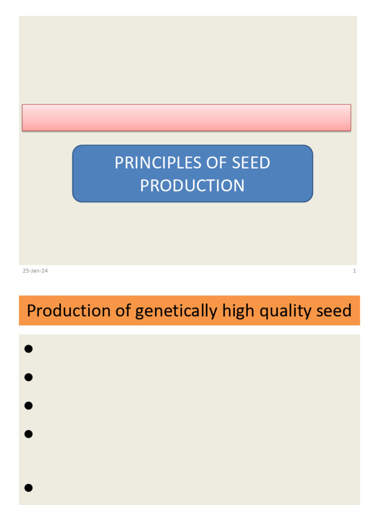 Genetic Principles of SP | PDF | Plant Breeding | Seed