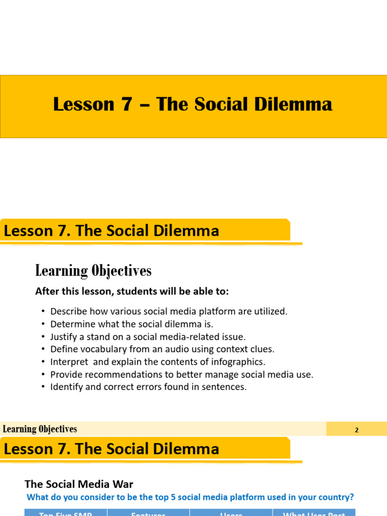 Lesson 7. The Social Dilemma | PDF | Social Media | Popular Culture ...