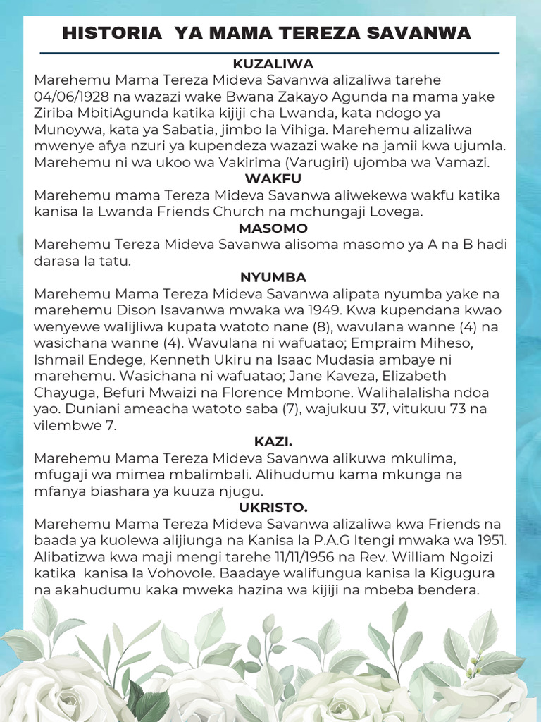 Tereza Savanwa FP | PDF