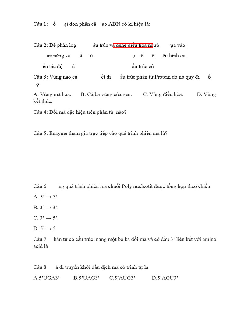 ôn kiểm tra sinh 15p | PDF