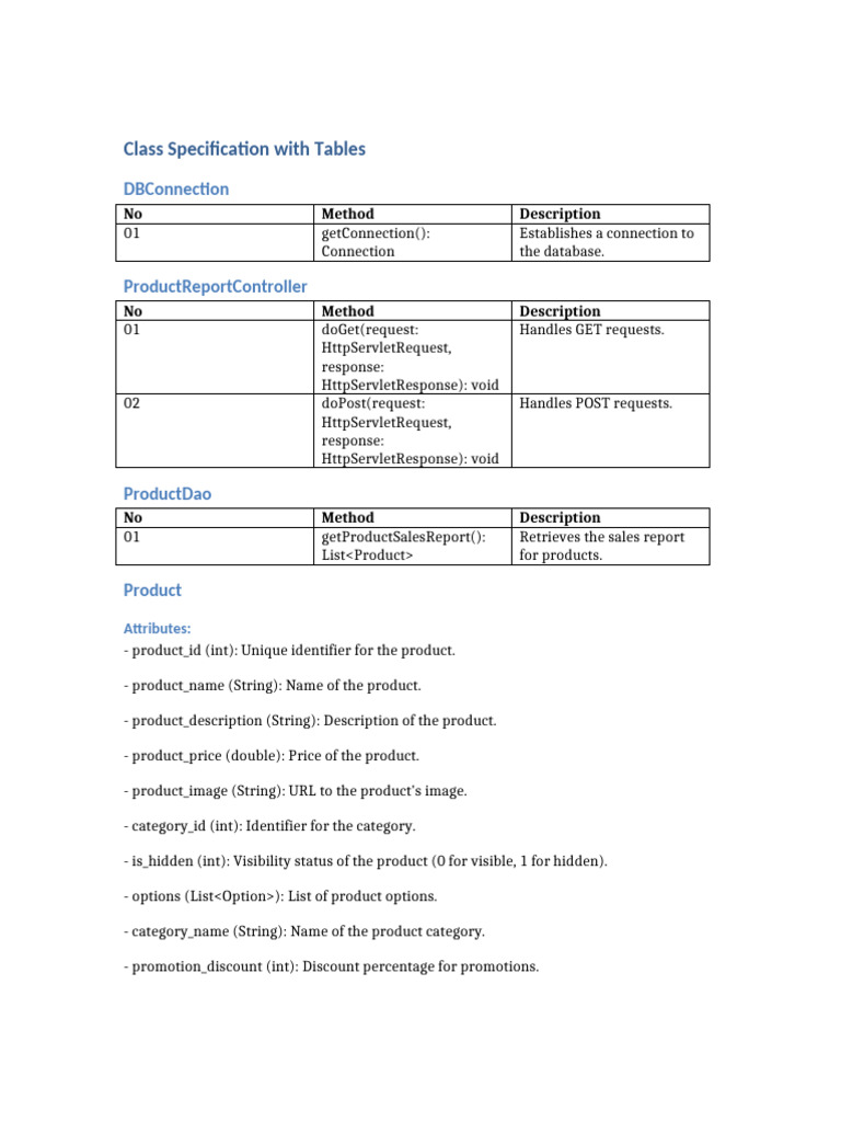 Class Specification for E-commerce System | PDF | Computing | Data ...