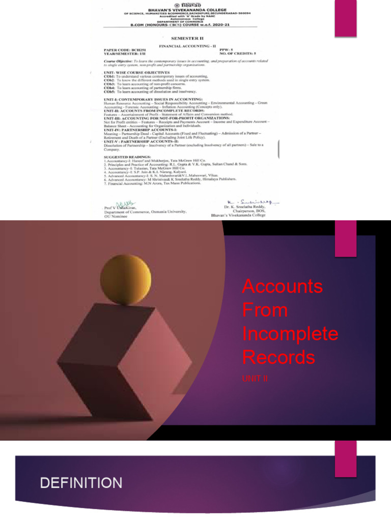 Accounts From Incomplete Records.pptx | PDF
