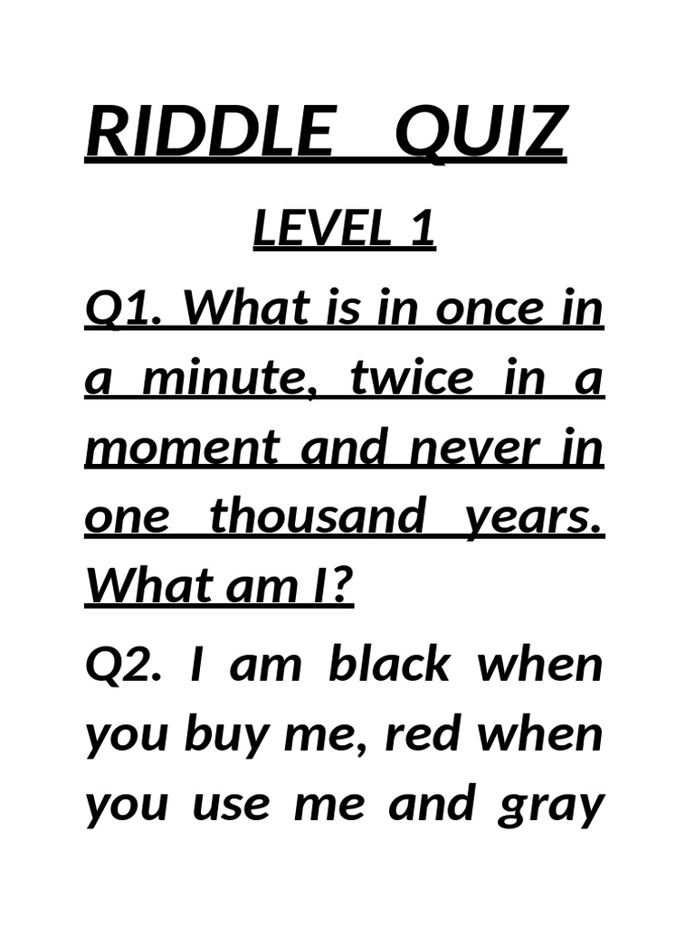 Engaging Riddle Quiz for All Ages | PDF