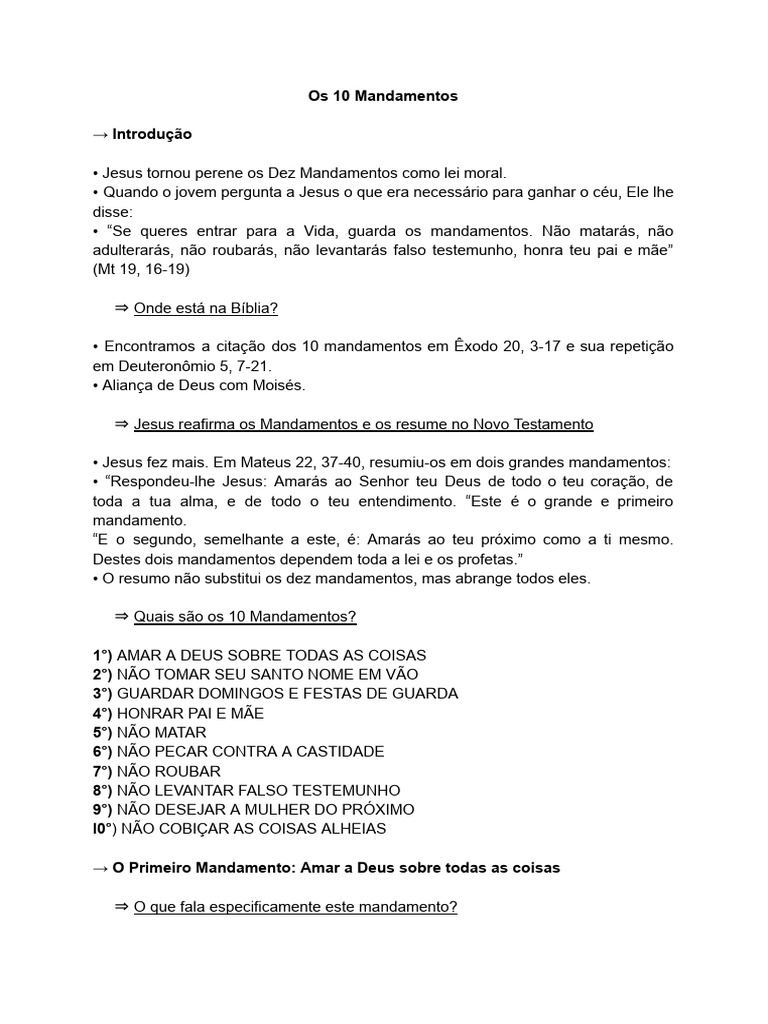 Os 10 Mandamentos | PDF | Os Dez Mandamentos | Shabat