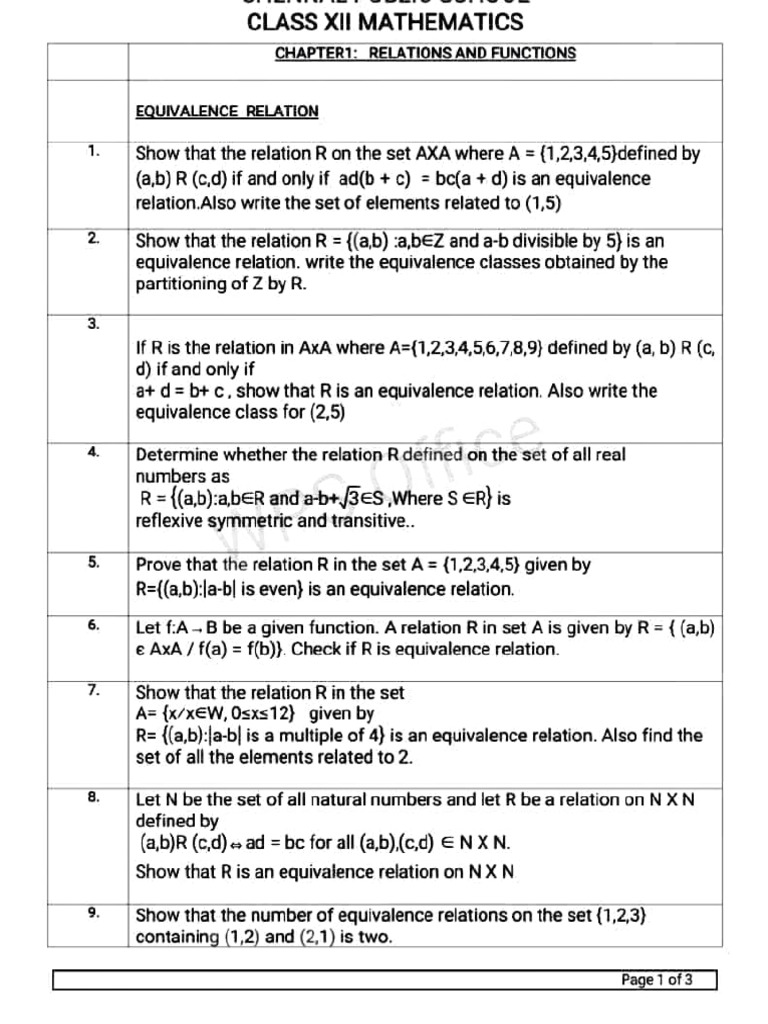 Equivalence Relations in Mathematics | PDF | Mathematical Physics ...