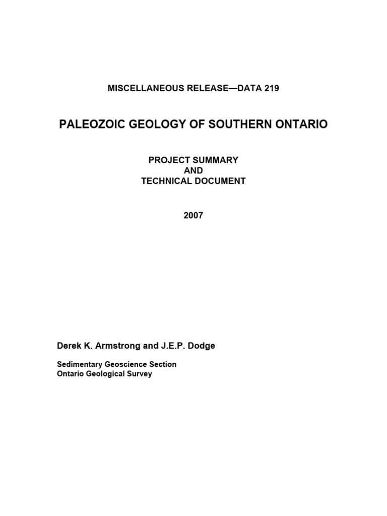 Paleozoic Geology of Southern Ontario | PDF | Geology | Earth Sciences