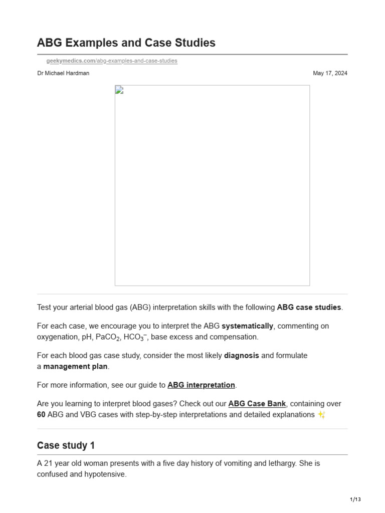 ABG Examples and Case Studies | PDF | Respiratory System | Physiology