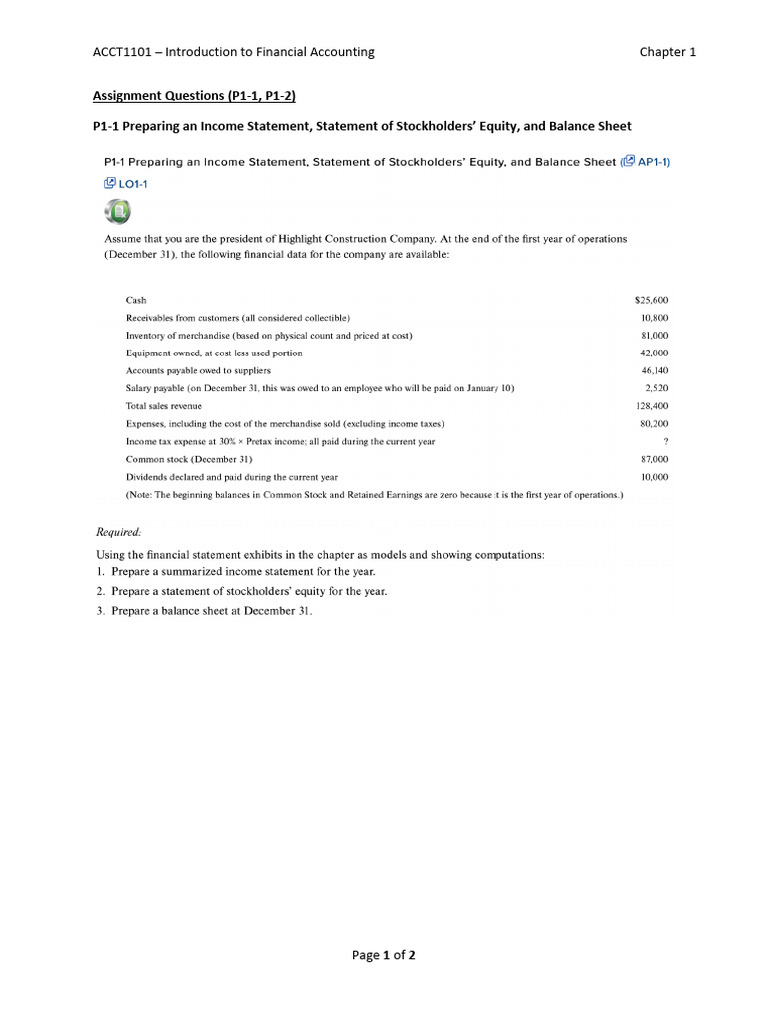 Ch.1 Assignment Questions | PDF