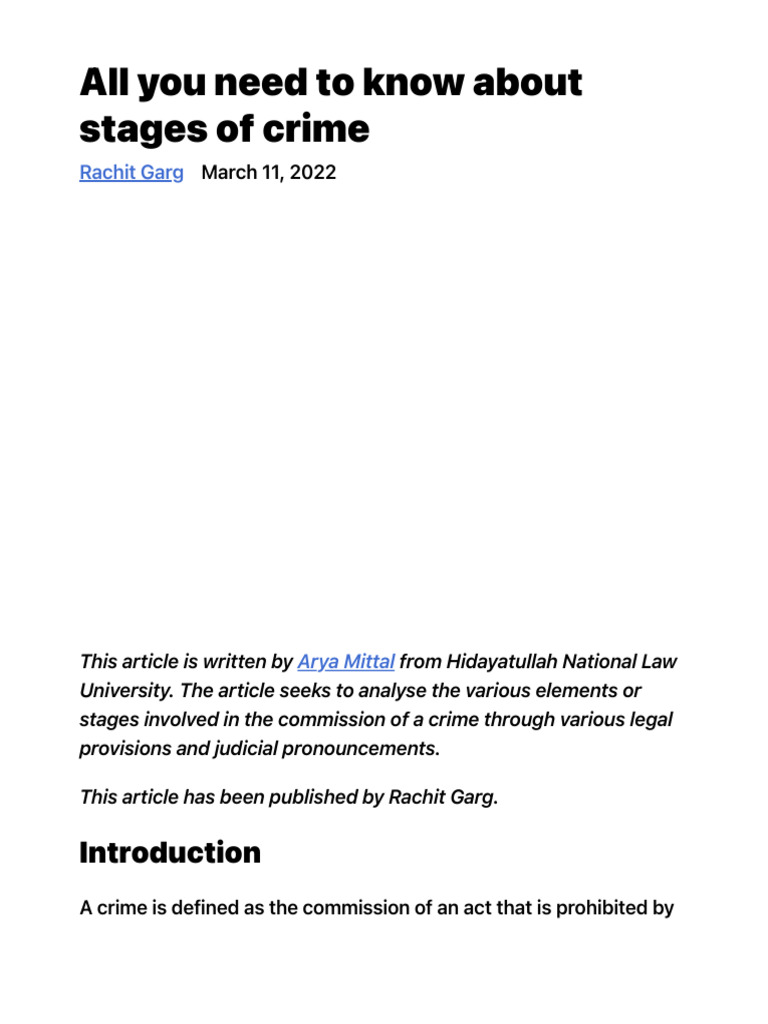 2. Define Crime and Explain in Detail Different Stages and Kinds of ...