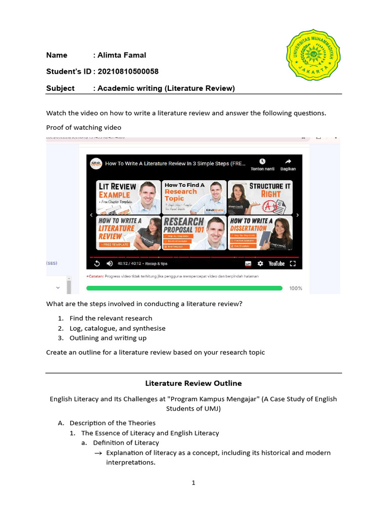 Academic Writing Literature Review | PDF | Literacy | Teachers