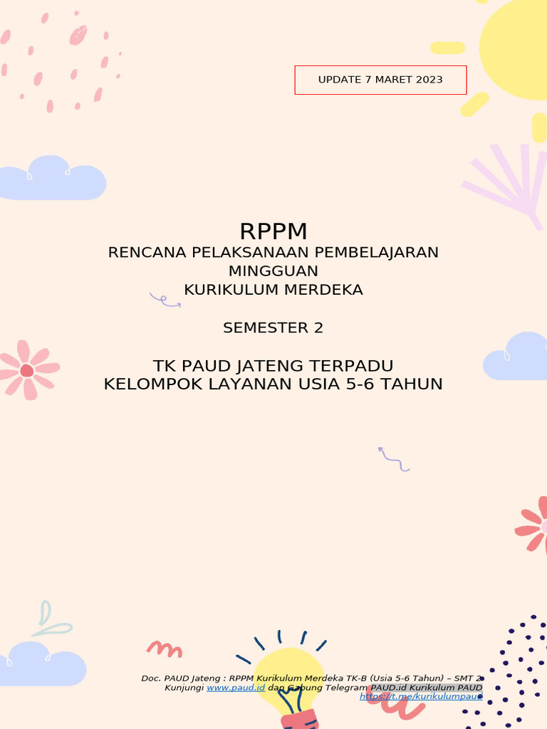 RPPM TK B 5 6 Tahun Kurikulum Merdeka Smt2 2024 | PDF