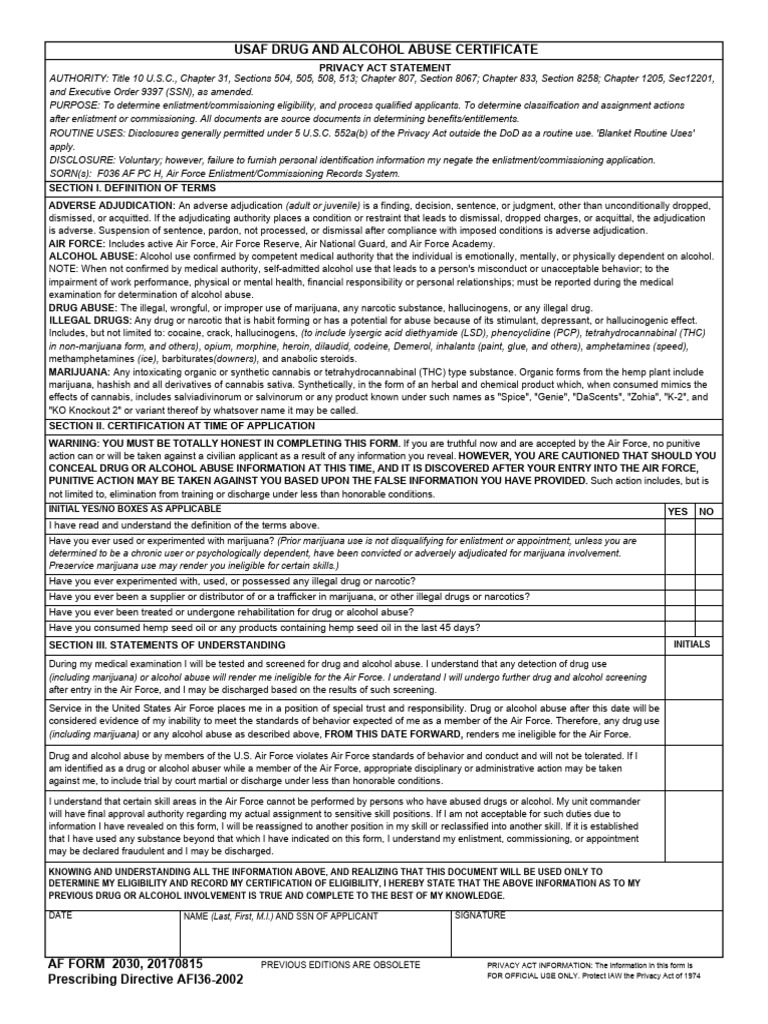 Air Force Drug and Alcohol Certification | PDF | Cannabis (Drug ...