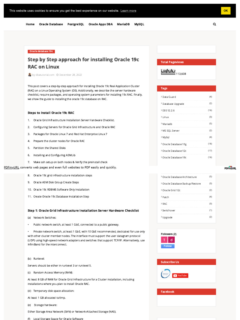 Install Oracle 19c RAC on Linux Guide | PDF | World Wide Web | Internet ...