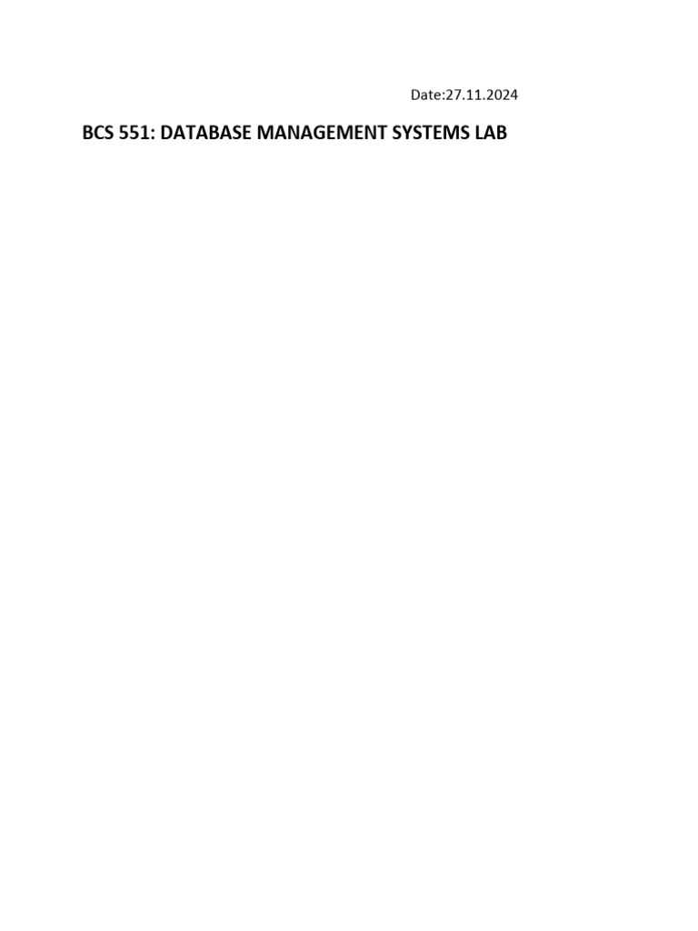 DBMS Lab Experiment List File | PDF
