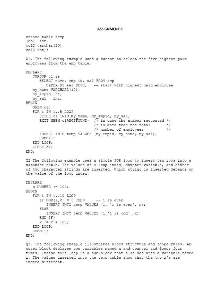DBMS ASSIGNMENT 8 | PDF | Software Development | Data Management DBMS ASSIGNMENT 8 | PDF | Software Development | Data Management