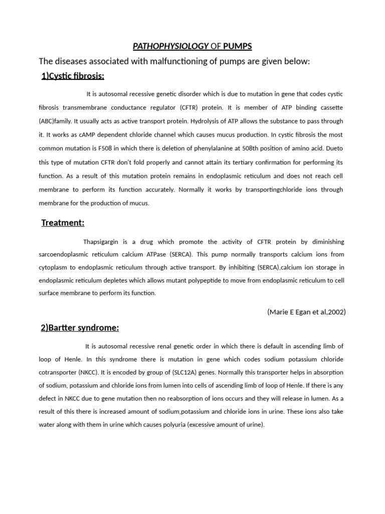 PATHOPHYSIOLOGY OF PUMPS(1) | PDF | Calcium In Biology | Endoplasmic ...