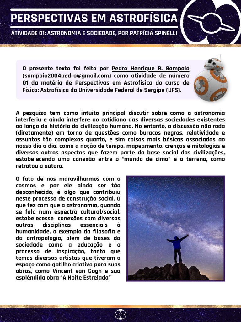 Atividade 01 Astronomia e Sociedade, por Patrícia Spinelli | PDF ...