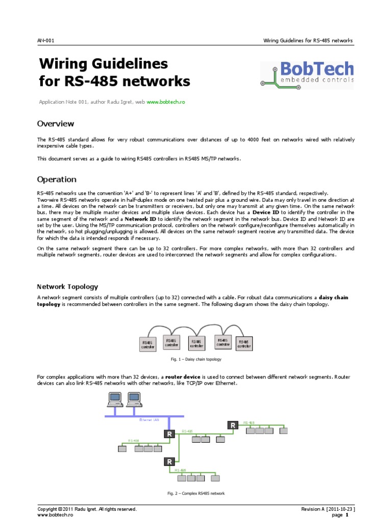 Wiring Guidelines For Rs-485 Networks | PDF | Network Topology ...