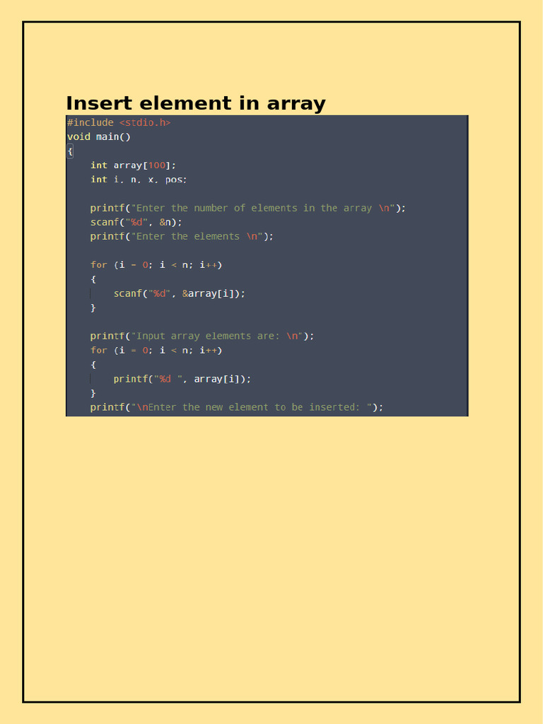 Insert & Delete Elements in Array | PDF
