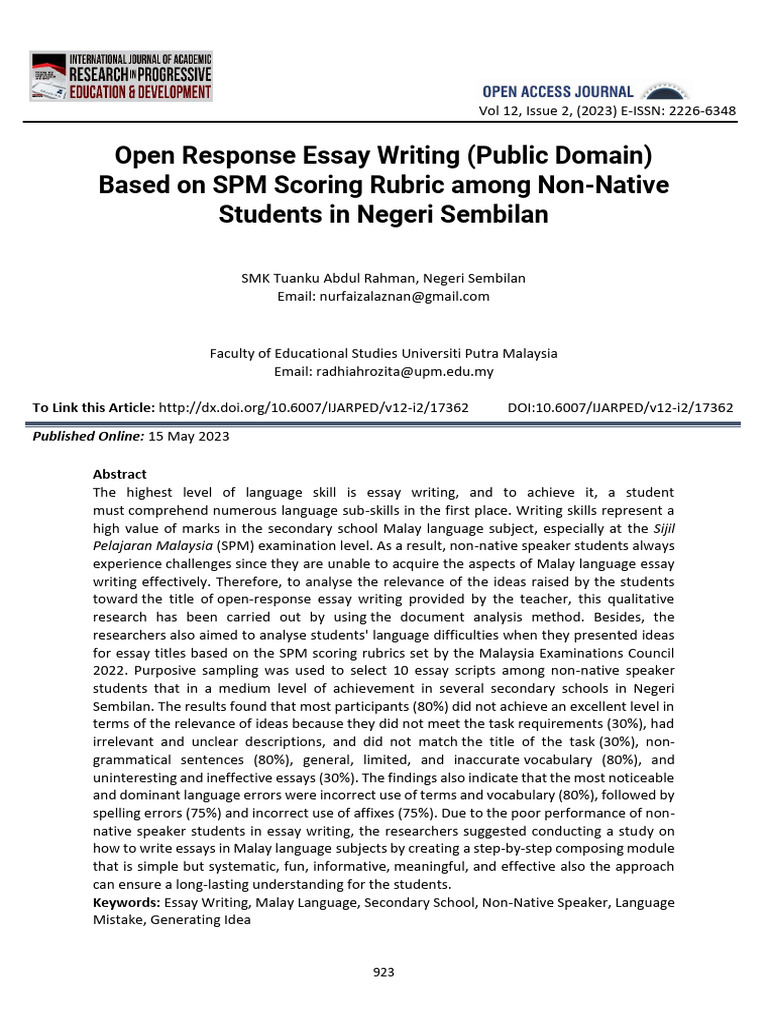 OPEN RESPONSE | PDF | Foreign Language | Second Language