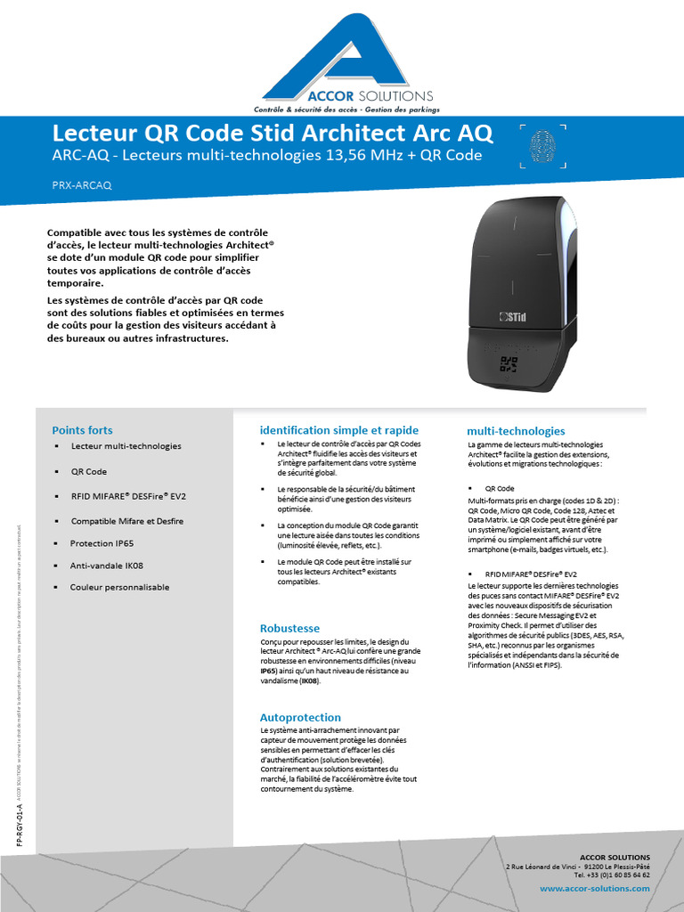 Lecteur de Badge Stid QR Code ARC AQ | PDF | Code QR | Télécommunications