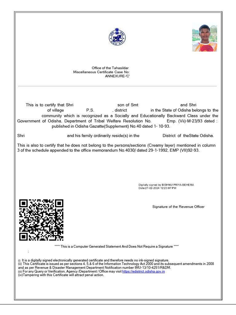 Government of Odisha: Khandayat | PDF