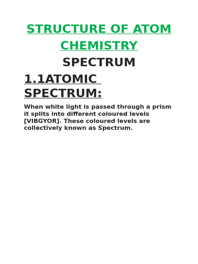 STRUCTURE OF ATOM (Spectrum) | PDF