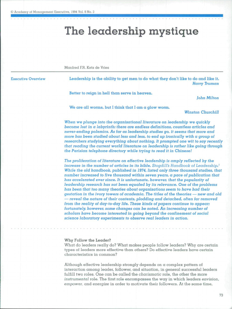 The Leadership Mystique HBR | PDF | Leadership | Motivation