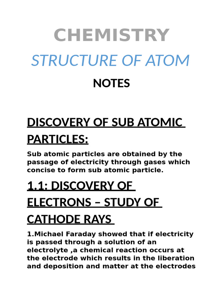 STRUCTURE OF ATOM BASICS | PDF | Cathode | Anode