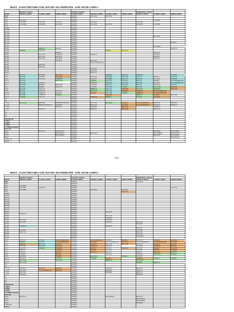 FINAL_ EXAMINATION TIMETABLE -JANUARY 2024 | PDF
