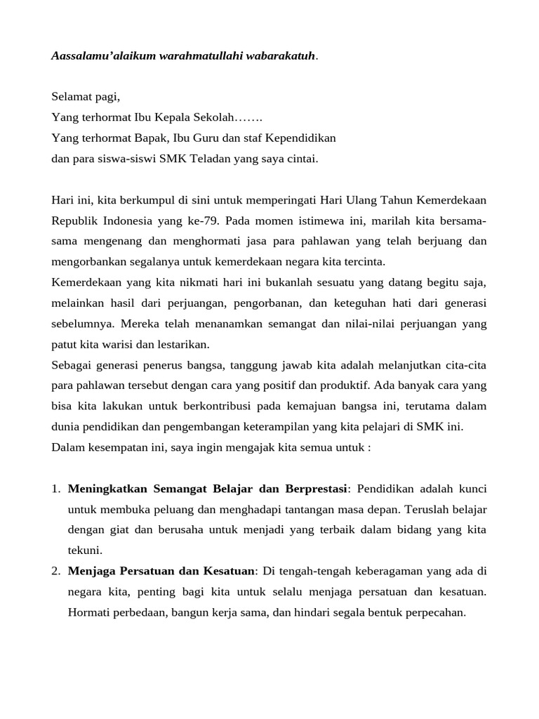 Amanat Pembina Upacara 17 Agustus 2024 | PDF