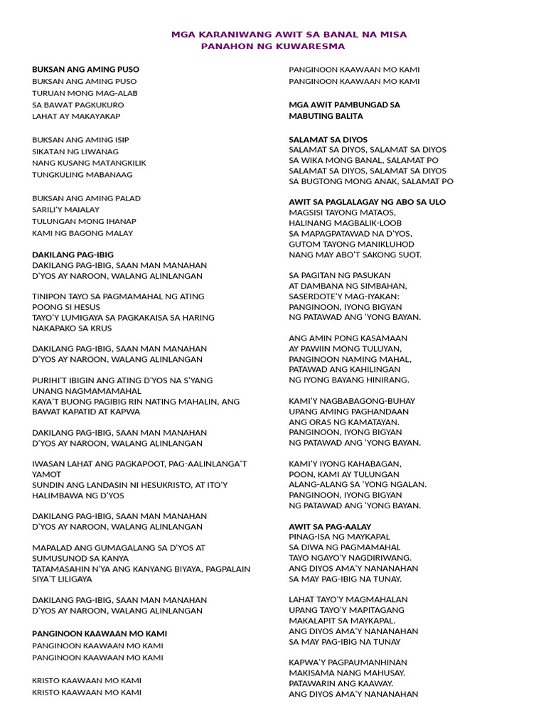 Buksan Ang Aming Puso | PDF