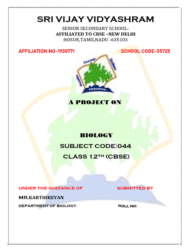 Project Front Page BIOLOGY KARTHI | PDF