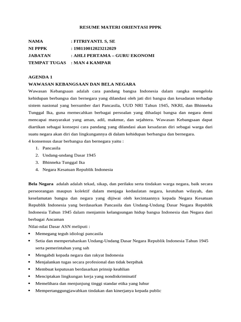 Resume Materi Orientasi PPPK | PDF