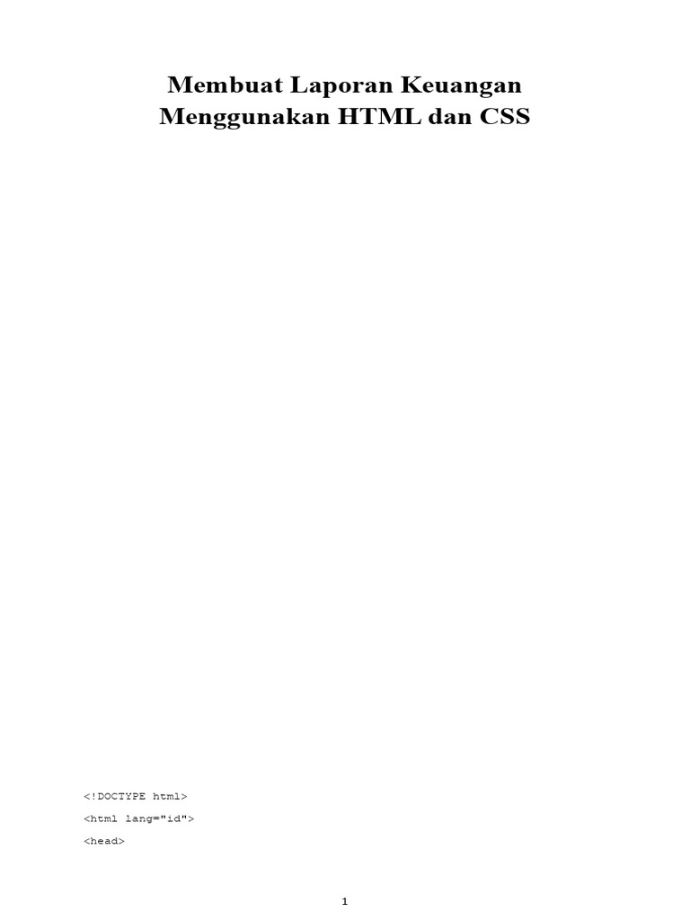 Membuat Laporan Keuangan Menggunakan HTML Dan CSS Hal 1 | PDF