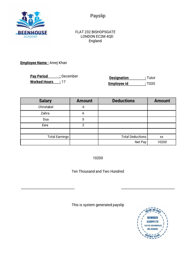 Zimbabwe Payslip Summary | PDF
