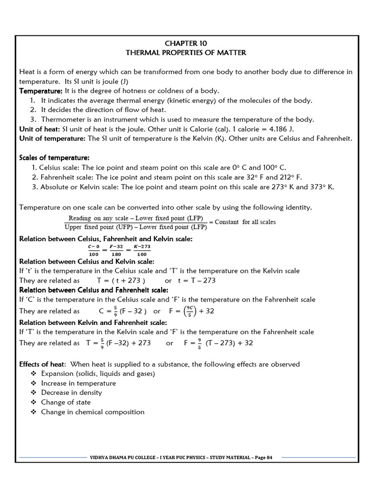 Thermal Properties of Matter Explained | PDF | Thermal Expansion | Gases