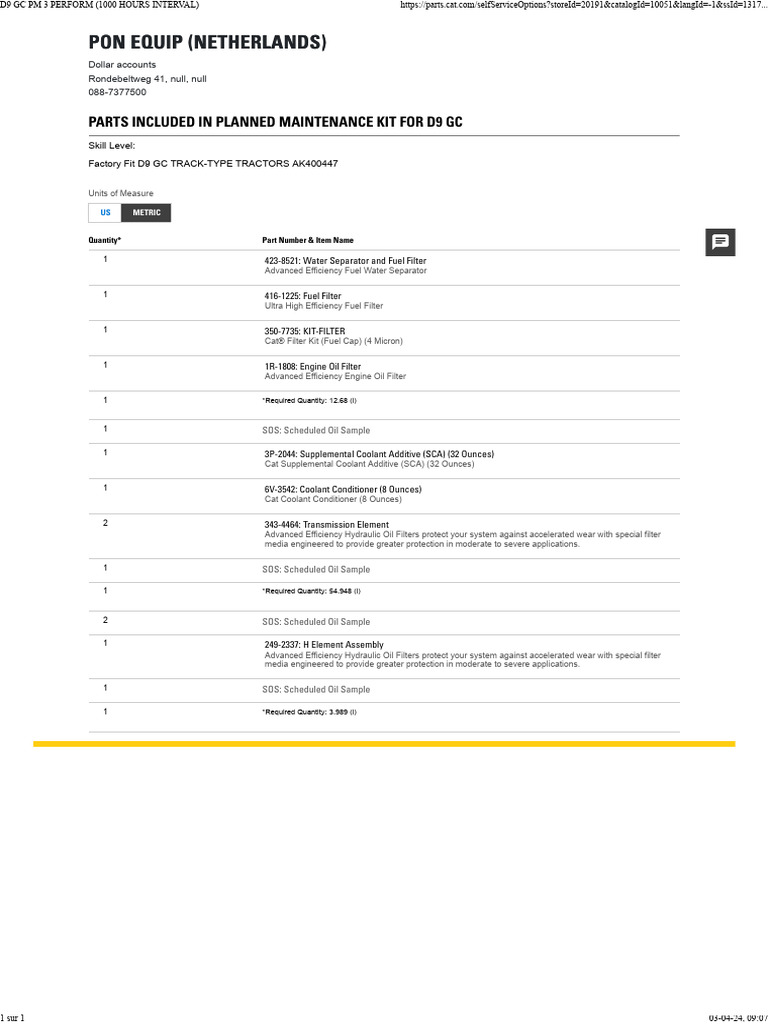 D9 GC PM 3 Perform (1000 Hours Interval) | PDF
