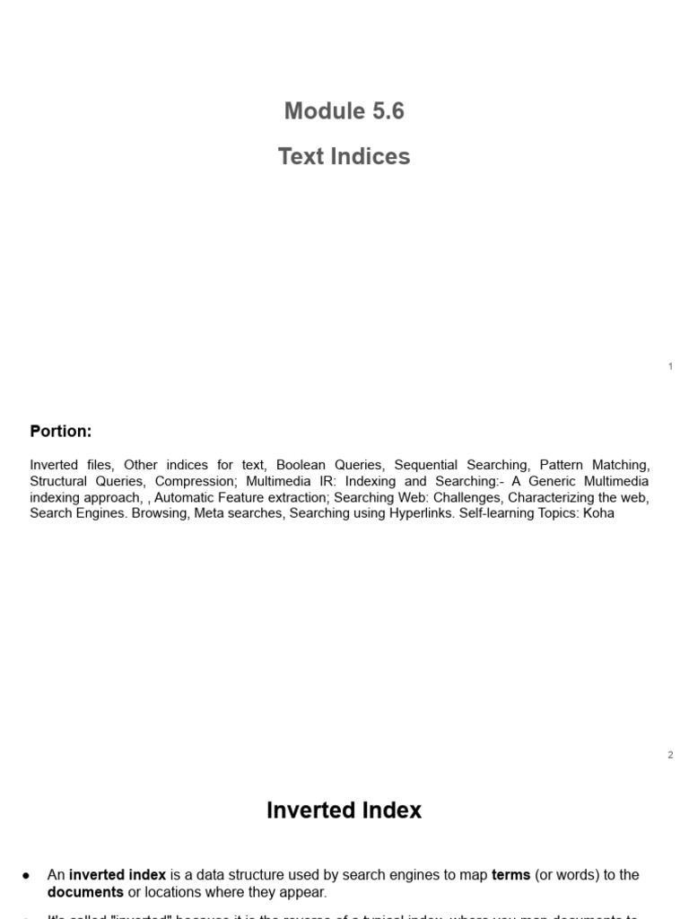 IRS Module 5 | PDF | Search Engine Indexing | Database Index
