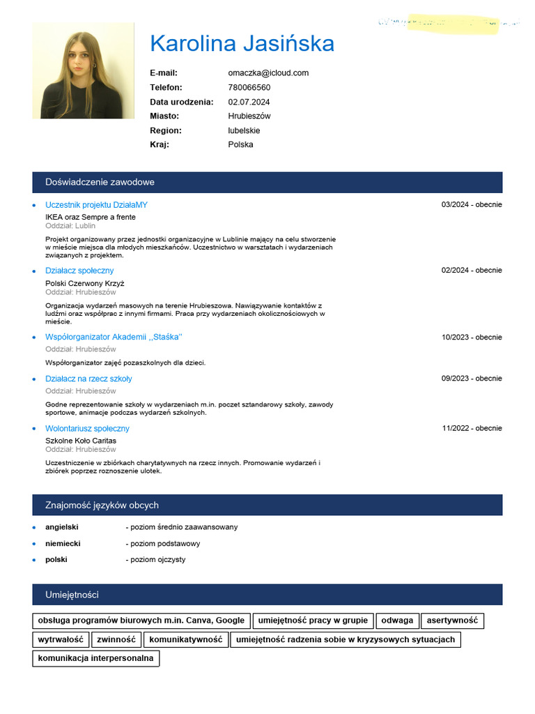 CV Karolina Jasińska | PDF