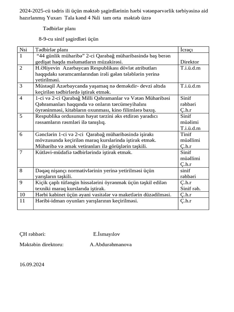 HVT Is Plan 8-9-Ci Siniflər | PDF