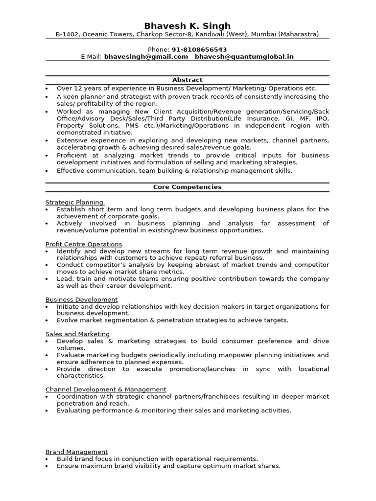Bhavesh CV | PDF | Marketing | Marketing Strategy