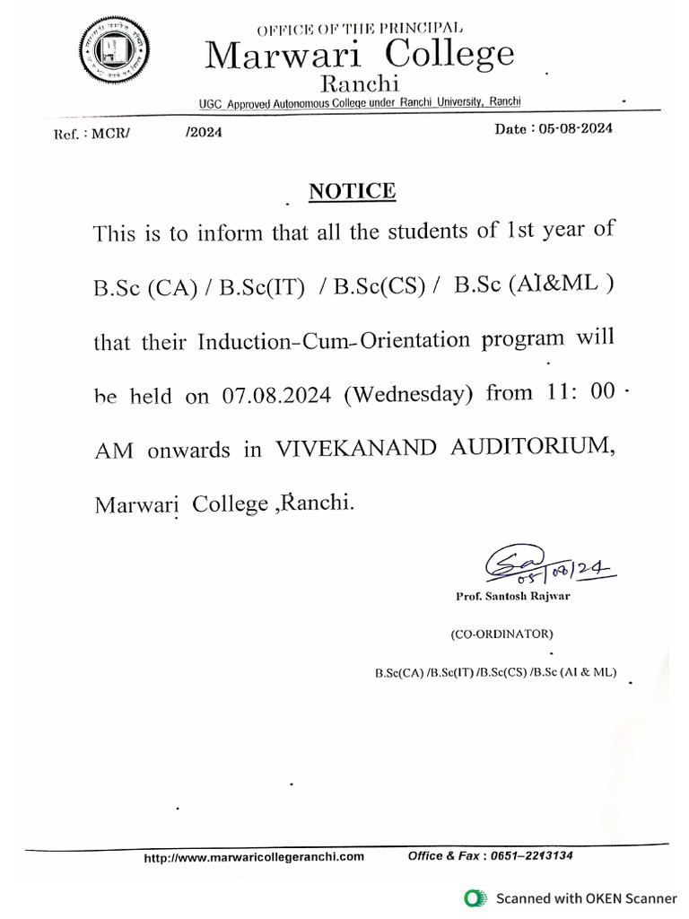 Revised Notice For Induction | PDF