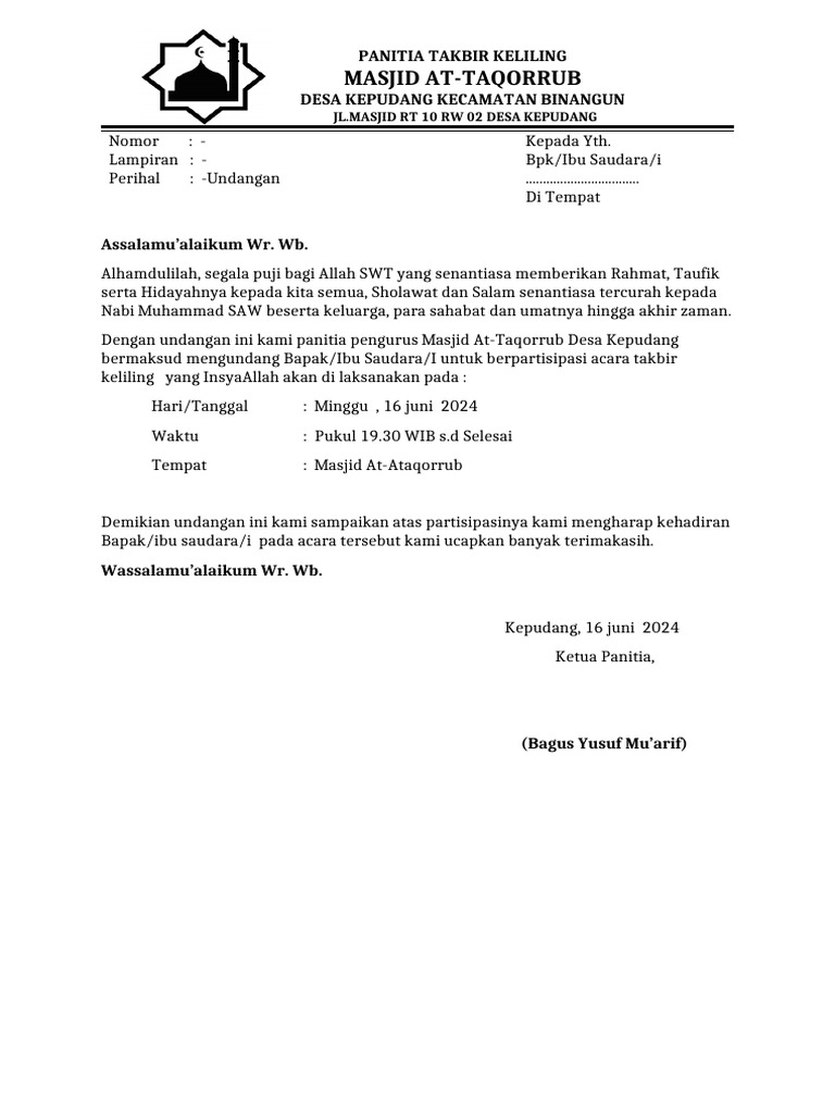 Undangan Tkbir Keliling | PDF