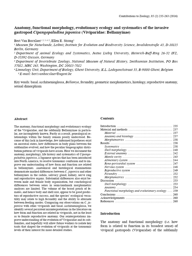 Anatomi Viviparidae Aka Filopaludina | PDF